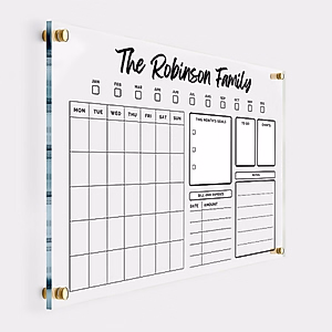 Acrylic Family Planner Wall Calendar - Personalized Calendar 2024, Personalized Dry Erase Board, Dry Erase Calendar, Monthly Weekly Calendar, Transparent