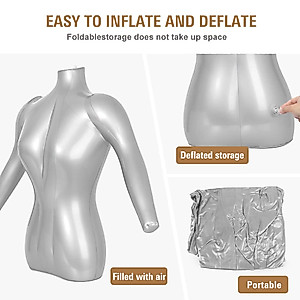 Newsmarts Inflatable Female Mannequin Half Body with Arms Torso Top Shirt Form Display Dummy Model