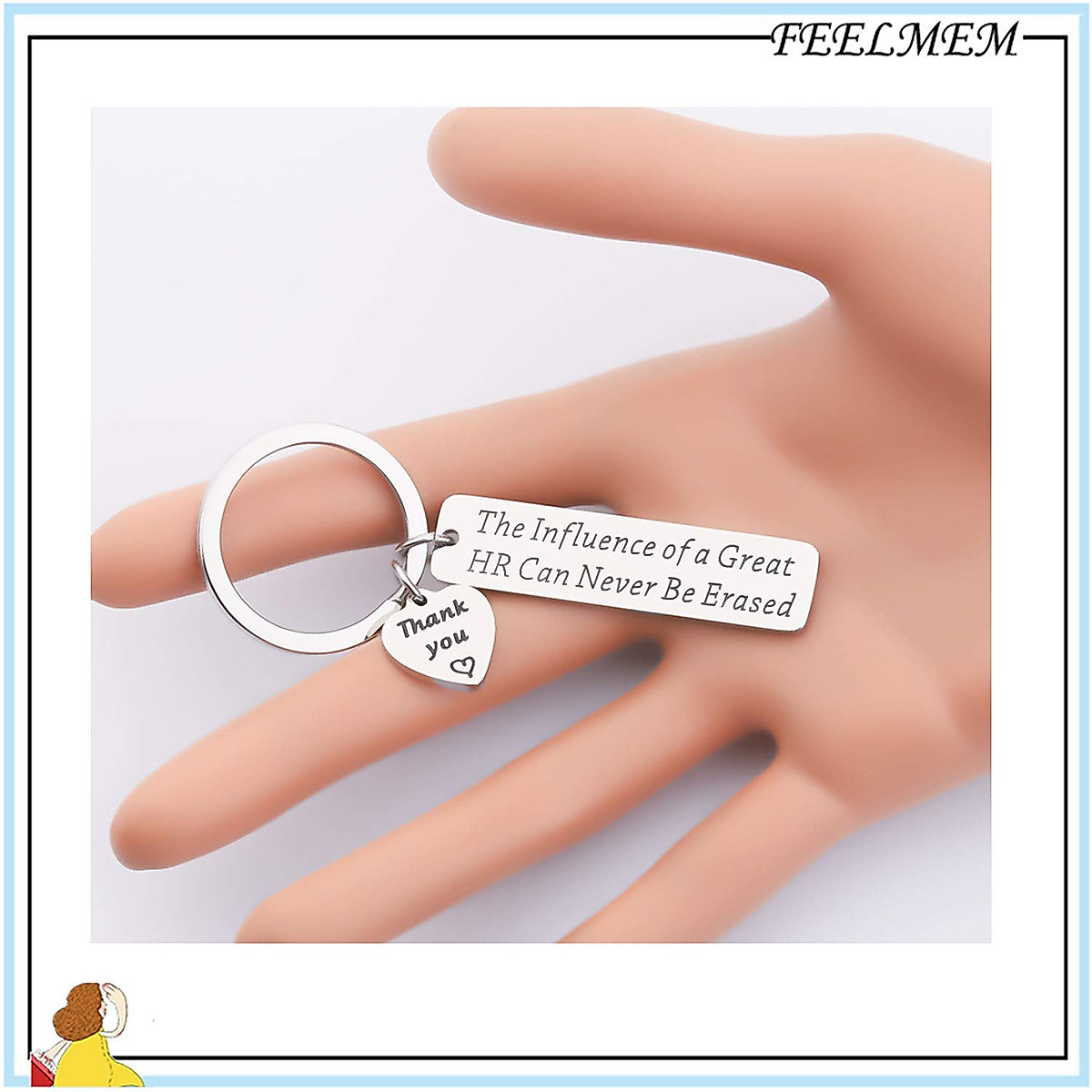 FEELMEM HR Gift The Influence of a Great HR Can Never Be Erased Keychain HR Director Jewelry Thank You Gift for HR Manager Coworker Gift Human Resources Jewelry (HR)