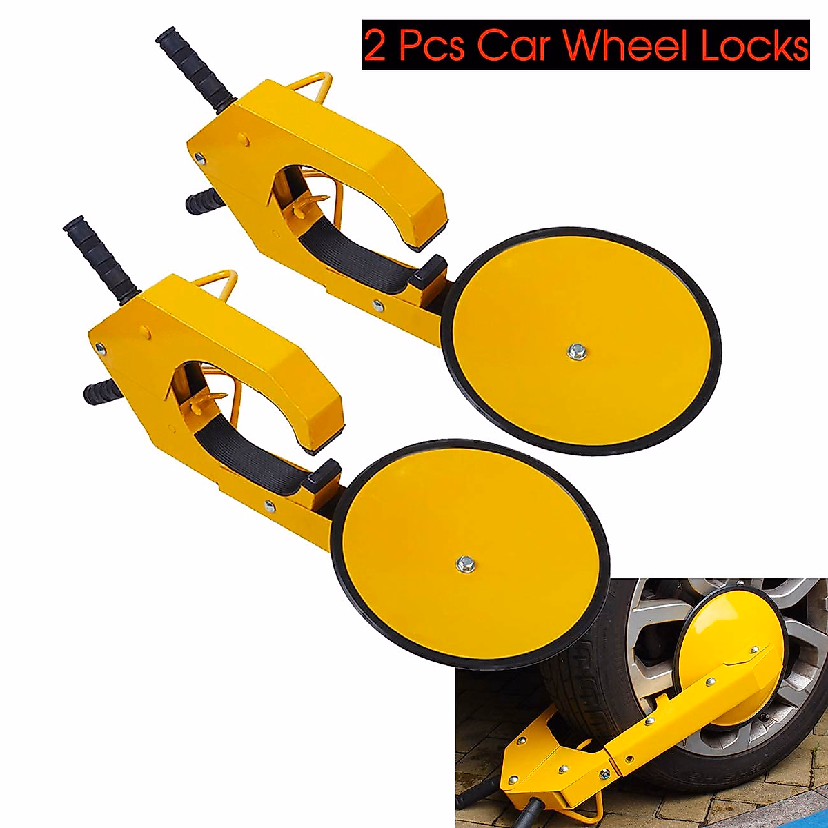 ALAVENTE Car Wheel Locks, 2pcs Wheel Lock Heavy-Duty Anti Theft Parking Wheel Lock Car Parking Wheel Lock