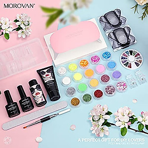 Morovan Poly Gel Nail Kit: Glitter Clear Poly Gel Nail Kit Starter Kit 18 Colors Poly Gel Nail Kit with U V Lamp DIY Poly Gel Kit with U V Light Nail Extension Kit