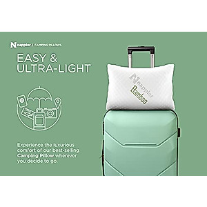 Nappler Small Shredded Memory Foam Pillow for Travel and Camping - Compressible Medium Firm Bed Pillow, Contoured Support, Breathable Cover, Machine Washable, Ideal Backpacking, Airplane and Car