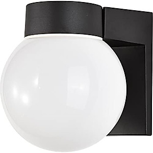 Nuvo Lighting SF77/140 Utility Fixture Die Cast Aluminum Durable Outdoor Wall Mount Porch and Patio Light with White Glass Globe, Black