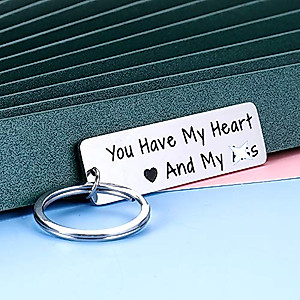 Funny Husband Boyfriend Christmas Valentines Day Gift Keychain from Girlfriend Wife Funny Wedding Stocking Stuffer Anniversary Birthday Gag Gifts for Couple Women Men You Have My Heart Present Him Her