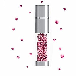 64GB USB 2.0 Flash Drive Rhinestone Diamond Crystal Flash Drive Glitter Lipstick Case Shape USB Drive Shining Necklace Jump Drive Pen Drive Funny Memory Stick for Gift (64GB, Sakura Pink)