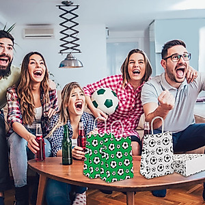 24 Pieces Soccer Party Favor Bags Soccer Goody Treat Candy Bags Soccer Goodie Bags Soccer Snack Bags Paper Soccer Gift Bags with Handles for Kids Soccer Birthday Party Supplies Decorations, 2 Styles