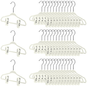 Soaoo Baby Hangers with Clips Kids Velvet Hangers Including 50 Velvet Baby Hangers and 100 Clips Non Slip Hangers for Kids Pants Shirts Dresses Christmas Home Gifts(Beige)