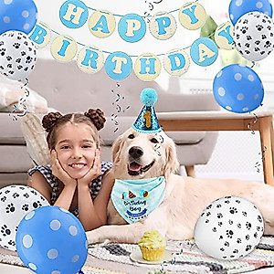 Dog Bandanas, Dog Birthday Party Supplies, Dog Birthday Bandanas, Pet Scarf Accessories, Pet Accessories for Dog Lovers, Dog Party Playsets for Small and Medium Dogs Blue…