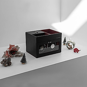 Vlando Automatic Double Watch Winder - Watch Winder Box with Men Jewelry Organizer Tray, Japanese Quiet Motor, LED Light, Adjustable Watch Pillows - Red