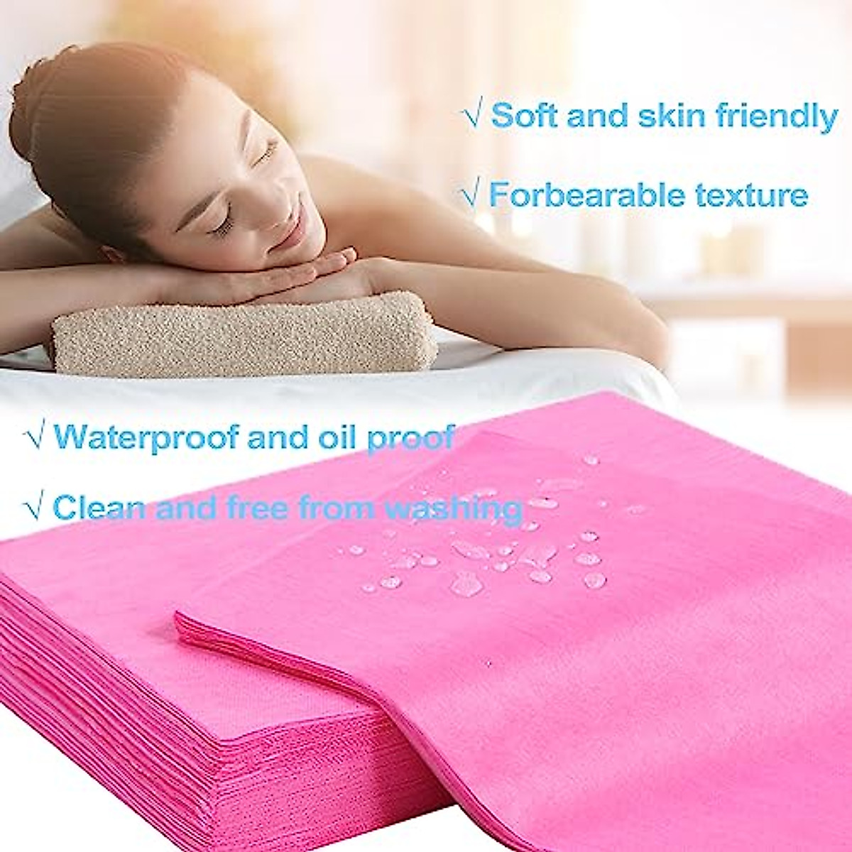 100Pcs Disposable Bed Sheets,31''x71'' Waterproof Massage Table Sheet Protector Non Woven Fabric Bed Cover for Massage Therapy Tattoo Beauty Salon Hotels Esthetician (Pink)