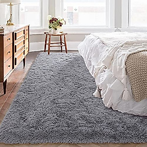 Vasofe Extra Soft Grey Fluffy Area Rugs 5x7 Shag Bedroom Rugs, Gray Large Fuzzy Rugs for Living Room, Plush Nursery Carpet for Kids, Teen, Shag Furry Throw Modern, Indoor Home Decor Floor Rug