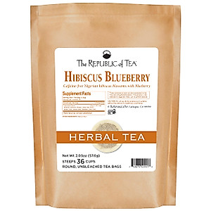 The Republic of Tea Hibiscus Blueberry Superflower Herbal Tea, 36 Tea Bag Refill