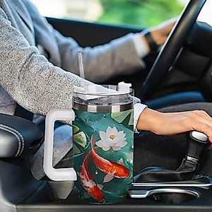Japanese Fish Tumbler with Handle Travel Mug Water Bottle Tea Coffee Cup White-style