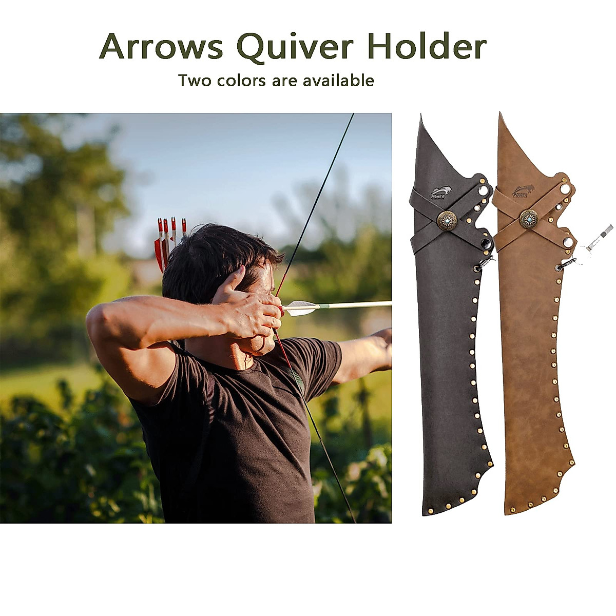 Aolvlulr Archery Hip Quiver, Large Capacity Removable Hanged PU Leather Arrow Quiver for Left/Right Handed Target Shooting (Brown)