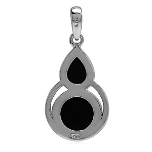 Silvershake Natural Black Onyx 925 Sterling Silver Contemporary Geometric Pendant