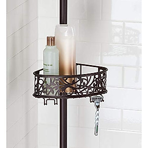 InterDesign Vine Constant Tension Shower Caddy – Bathroom Storage Shelves for Shampoo, Conditioner and Soap, Bronze
