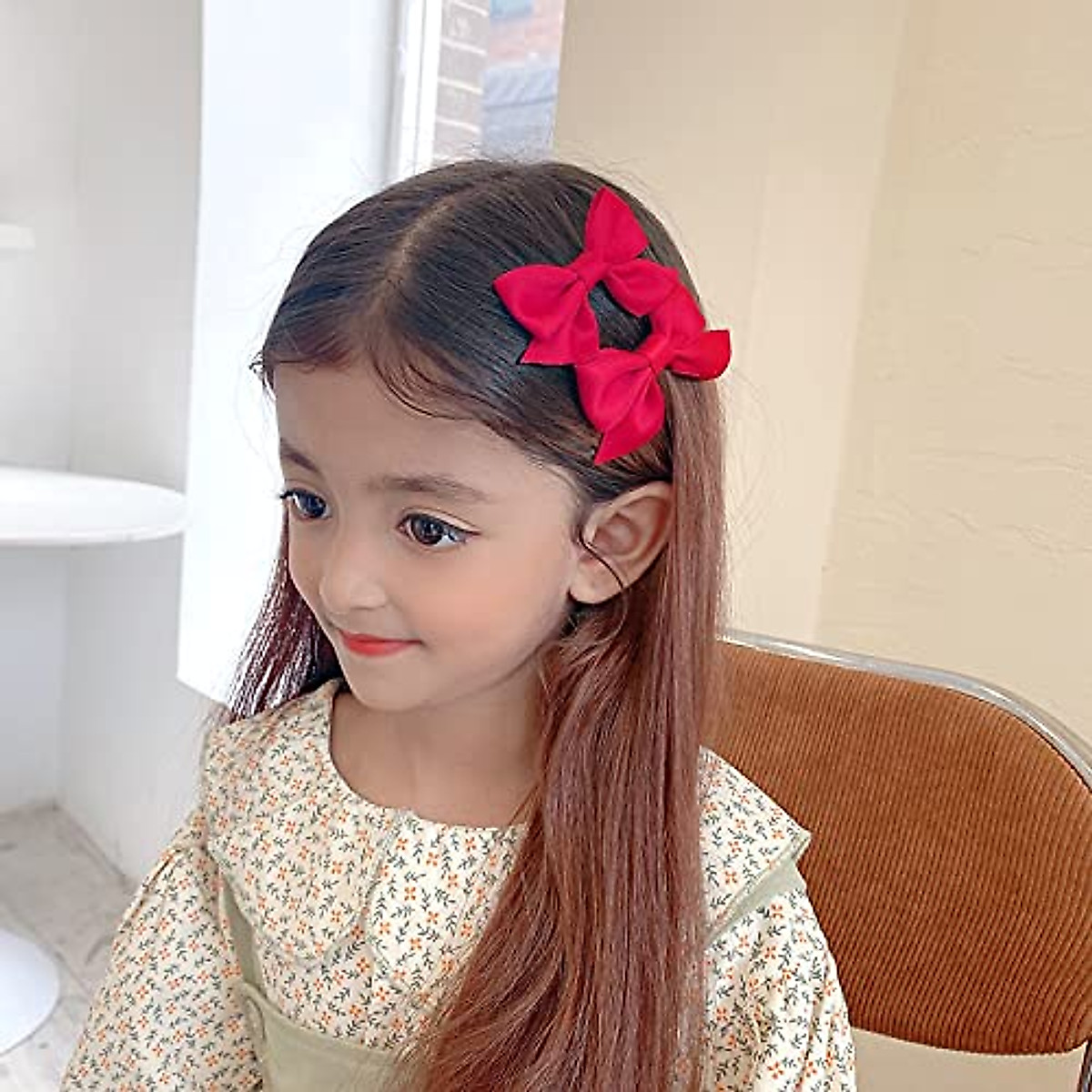 Bow Hair Clips for Girls Red Hair Bow Barrettes for Little Girls Cute Hair Accessories for Girls 2pcs Bowknot Hair Clip