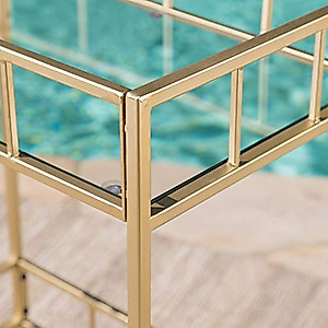 Christopher Knight Home Alice Indoor/Outdoor Industrial Modern Iron and Glass Bar Cart, Gold
