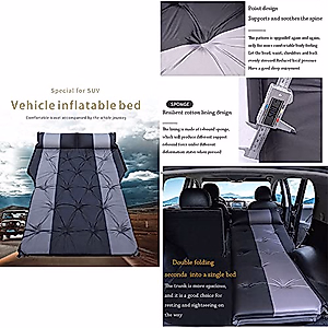 Lohang Thickened and Double-Sided SUV Air Mattress Outdoor Car Travel Air Bed Multi-Function Self Inflatable Sleeping Pad with Pump Portable Camping Mattress for Family, Suv Mattress02 Dark Grey
