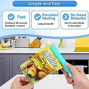 Mini Chip Bag Heat Sealer, Portable Food Sealer, Bag Resealer for Food Storage, Handheld Sealing Machine for Candy Bag, Pet Food Bag, Snack Bags, with Power Cable (No Battery Needed) - Mint