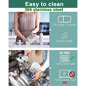 Andmenow 80W Faster Electric Lunch Box, Home Office Truck Car Food Warmer, Portable Food Heater with 304 Stainless Steel Container, Spoon & Fork and Carry Bag (GreyGreen)