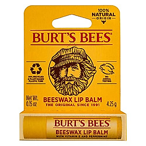 Burt's Bees Beeswax Lip Balm with Vitamin E & Peppermint 0.15 oz (Pack of 5)