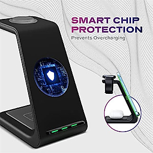 Statik 3 in 1 Wireless Charger Wireless Charging Station Compatible with iPhone iWatch AirPods 10W Fast Charging Qi Wireless Charger for Samsung Phone