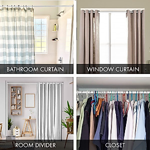 Meriville 1-inch Diameter Metal Spring Tension Rod, Closet Rod, Tension Curtain Rod, Shower Curtain Rod, Adjustable Length 18-inch to 30-inch, Off White