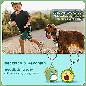 【2 Pack】 Airtag Keychain Cartoon Case for AirTag Tracker,Protective AirTag Holder with Anti-Lost Keychain,Anti-Drop Scratch Airtag Holder Keychain Accessories for Kids Pets Backpacks
