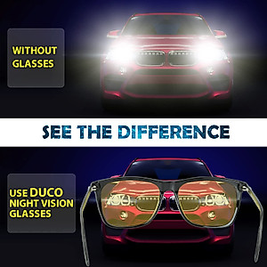DUCO Night Driving Glasses for Headlight Anti-glare Night Vision Glasses With Yellow Lenses 3029 (Black)