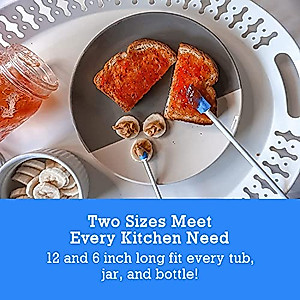 Spatty Daddy Kitchen Spatula Set (6 and 12 Inch Blue) Shark Tank Mom Made to Scrape Last Drop From Jars, Ketchup, Icing, Peanut Butter, Spreading or Mixing Gifts for Cooks, Grandma, Stocking Stuffers