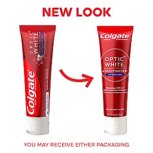 Colgate Optic White Stain Fighter with Baking Soda Whitening Toothpaste, Clean Mint Flavor, Removes Surface Stains, Enamel-Safe for Daily Use, Teeth Whitening Toothpaste with Fluoride, 6 Oz Tube