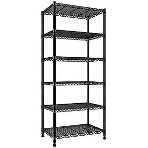 REIBII 72’’H Wire Shelving, 6 Tier Garage Shelving Units and Storage Shelves Heavy Duty, Adjustable Heavy Duty Metal Shelves for Storage Shelves for Pantry Kitchen Garage, 24’’W X18’’D X72’’H