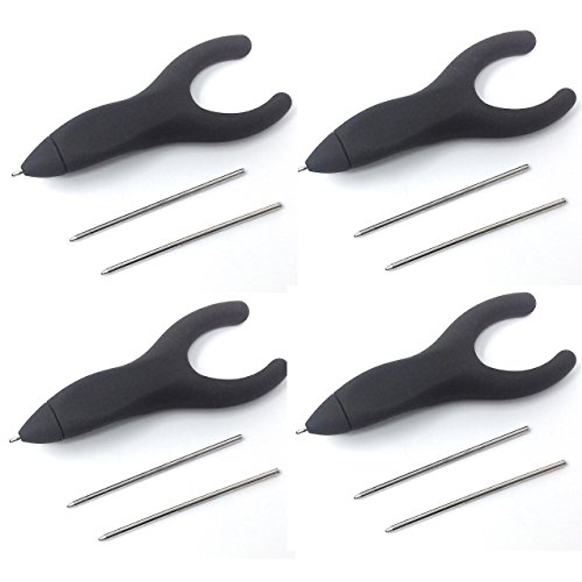 Penagain Ergosof, Ballpoint Pen, Set of 4 Pens Individually Packaged with Two Refills Per Pen (Black)