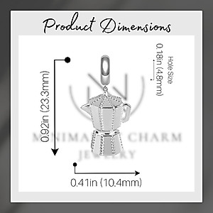 Coffee Pot Charm 925 Sterling Coffee Design Silver Birthday Mothers Day Mother Gifts Fit For Bracelet