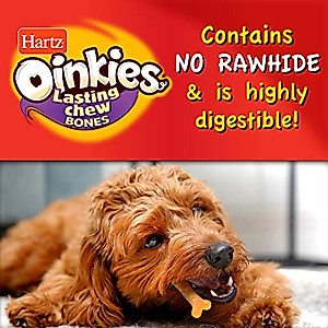 Hartz Oinkies Rawhide-Free Chicken-Wrapped Lasting Chew Bone Dog Treats, 12 Count, Highly Digestible, No Artificial Flavors or Colors