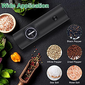 2 Pack-Electric Salt and Pepper Grinder Set, Coldairsoap Automatic Salt Pepper Mill Grinder with LED Light, Adjustable Coarseness, One-Hand Operation for Kitchen BBQ, Battery Operated Salt Grinder