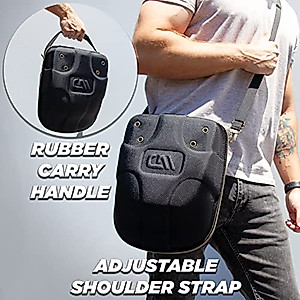 CASEMATIX Hat Travel Case for up to 6 Baseball Caps with Crush-Resistant Hard Shell Outer, Adjustable Shoulder Strap and Comfortable Handle - Portable Hat Case Carrier for Travel and Hats Storage