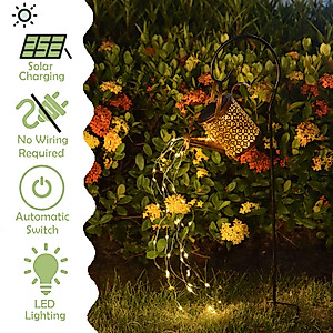 Solar Watering can with Garden Decor Lights,Retro Waterproof Copper Solar Twinkle Lights for Outdoor,Pathway,Yard, Deck,Patio,Walkway,Lawn,Courtyard Party Art Decorations(Large)