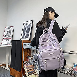 JARKJARD Cute Aesthetic Backpack Kawaii Backpack for School with Cute Pendant Casual Daypack Middle Student Travel College Bookbag for Girls Large Capacity(Purple)