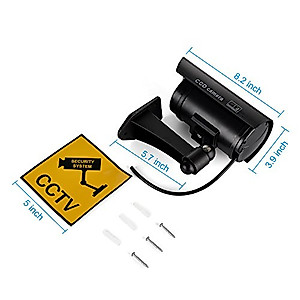 F FINDERS&CO Dummy Security Camera, Fake CCTV Surveillance System with Realistic Red Flashing Lights and Warning Sticker for Indoor Outdoor (1, Black)