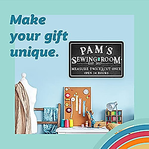 Personalized Sewing Room Chalkboard Look Metal Room Sign (8x12 Inches)