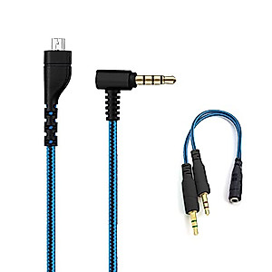 Arctic 7 Audio Cable, Nylon Braided Replacement Cable Extension Cord Compatible with SteelSeries Arctis 3, Arctis 5, Arctis Pro Wireless, Arctis Pro Gaming Headsets with 3.5mm Headphone Splitter