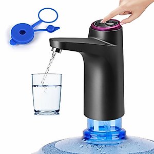 HiPiCok Water Pump for 5 Gallon Jug, 5 Gallon Water Dispenser, USB Charging Water Dispenser, Electric Water Pump for 3 and 5 Gallon Bottle, Black