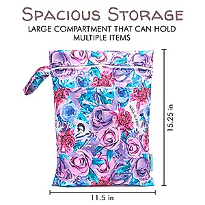 Reusable Swim Diaper & Wet Bag for Babies, Infants & Toddlers 0-2 Years Adjustable Girls Swimming Diaper & Water Resistant Swim Bag – Floral – 1 Pack by Will & Fox