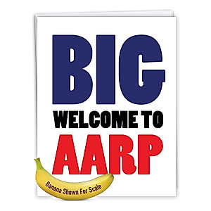 NobleWorks - 50th Big Funny Birthday Card (8.5 x 11 Inch) - Group Milestone Notecard for Year Old, Birthday Congrats - Welcome to AARP 50 J4869BDG
