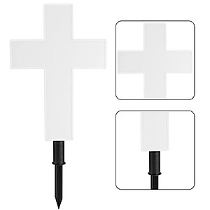 Solar Lighted Cross Grave Lighted White Garden Cross Stake Decor for Home Memorial Decoration,Outdoor Yard, Home, Patio(White)