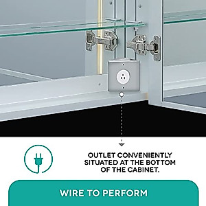 Bathroom Medicine Cabinet, Aluminum, Recessed/Surface Mount, 20" x 30", 1 Door, Left Hinged, Mirrored w/LED