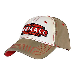 540Brands McCormick Farmall Men's Adjustable Baseball Cap, Distressed Tea-Stained with Logo Patch, 6-Panel Hat Brown