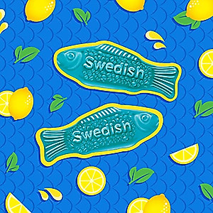 SWEDISH FISH Blue Raspberry Lemonade Soft & Chewy Candy, Bulk Candy, 12-8.04 oz Bags